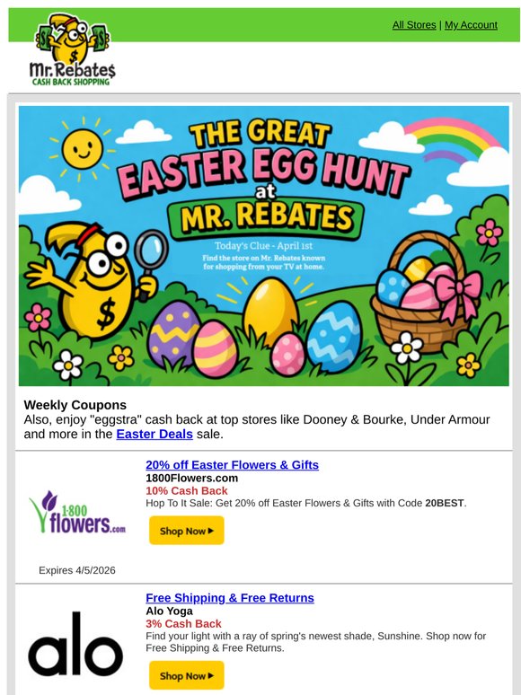 Mr. Rebates: Today's Easter Egg Hunt Clue + Weekly Coupons! | Milled