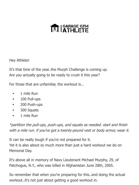 Garage Gym Athlete: lessons learned (150+ murph workouts) | Milled